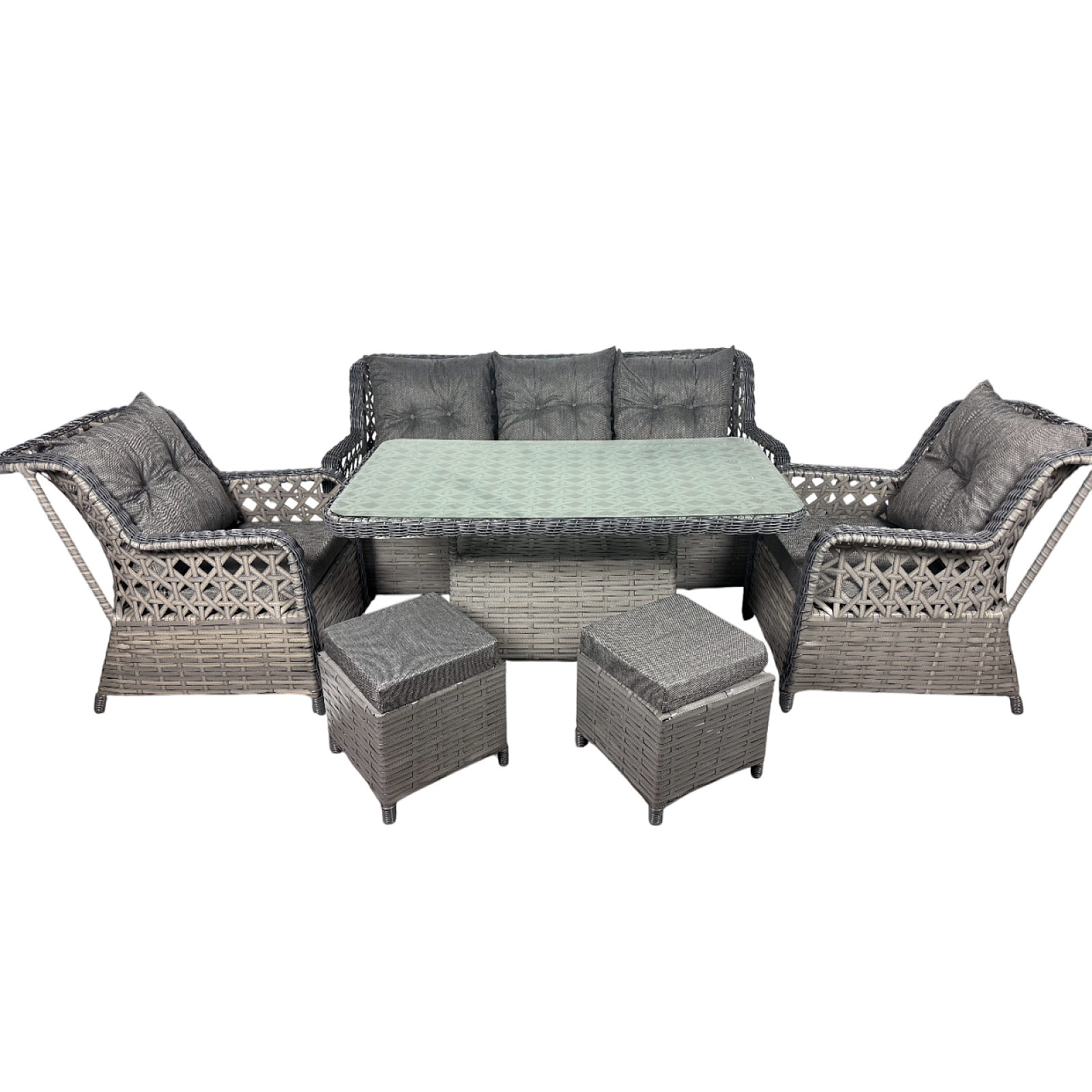 Set 6 piese mobilier de Terasa/Gradina cu perne, Masa, Canapea, Fotolii ...