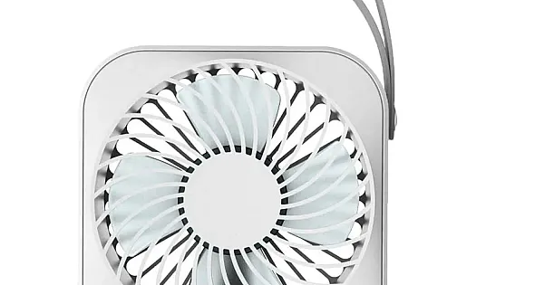 Mini Ventilator de Masă – Mini Ventilator Portabil cu Baterie și Priză USB – Mâner din Piele ...
